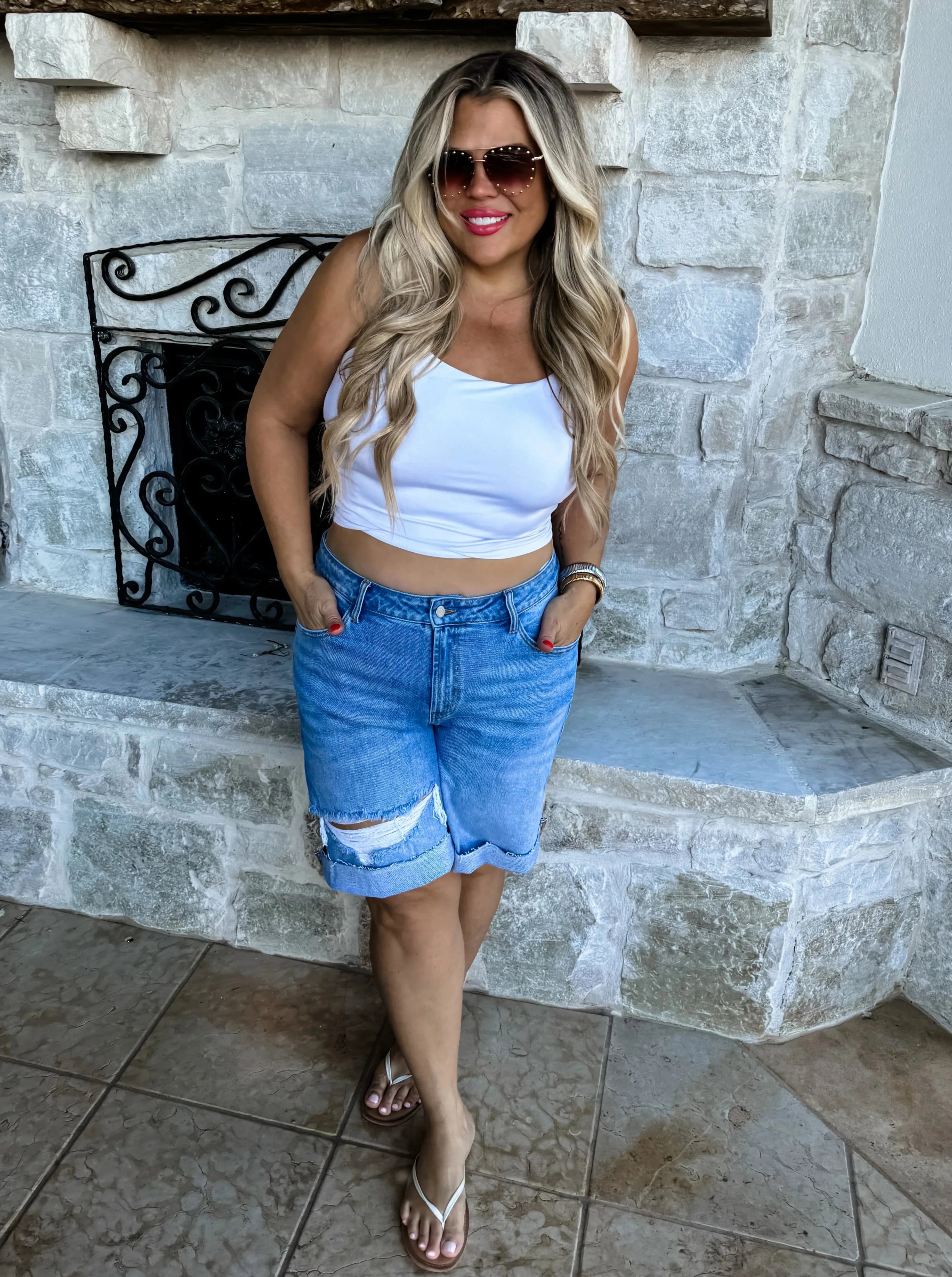 Carson Bermuda Denim Jean Shorts by Blakeley – Just Wear the Dress Boutique