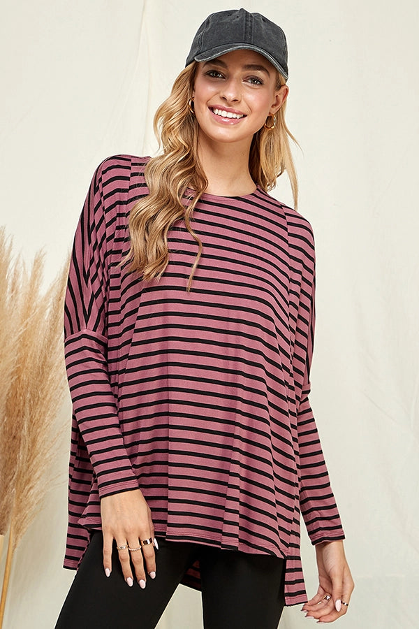 Striped Long Sleeve Boxy Top – Just Wear the Dress Boutique